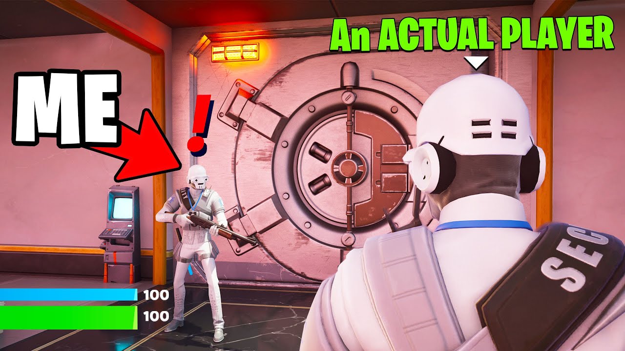 9 Minutes of PRETENDING to be FORTNITE VAULT GUARD... 2.0! - YouTube