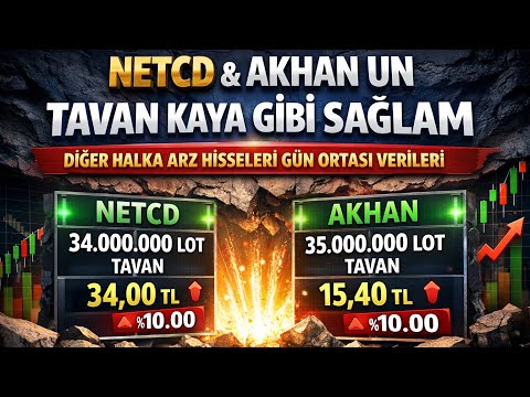 NETCD & AKHAN UN TAVAN KAYA GİBİ SAĞLAM DİĞER HALKA ARZ HİSSELERİ GÜN ORTASI VERİLERİ 