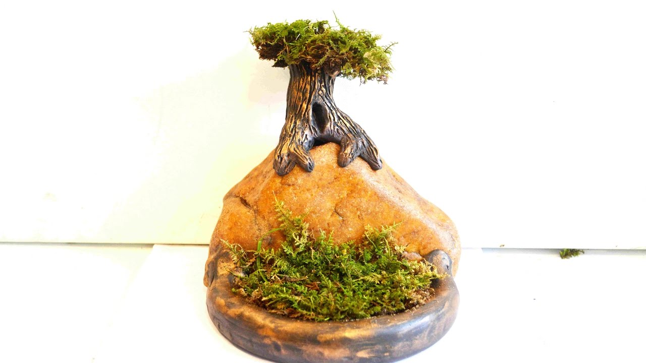 DIY Moss Tree and Garden With Polymer Clay - YouTube