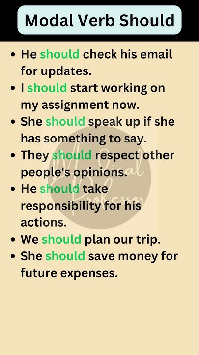 Modal Verb Should in English Grammar #shorts - YouTube