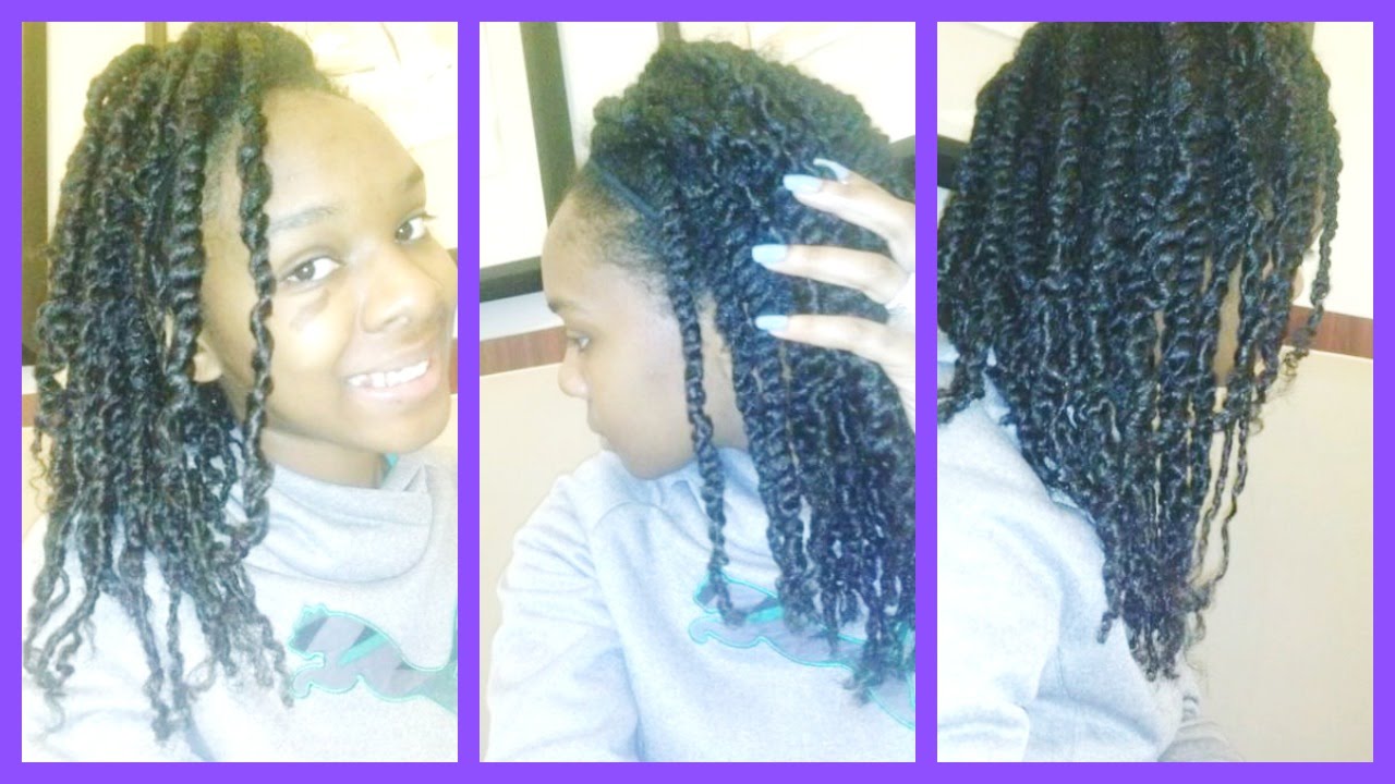 Natural hair| mini marley twist on natural hair - YouTube