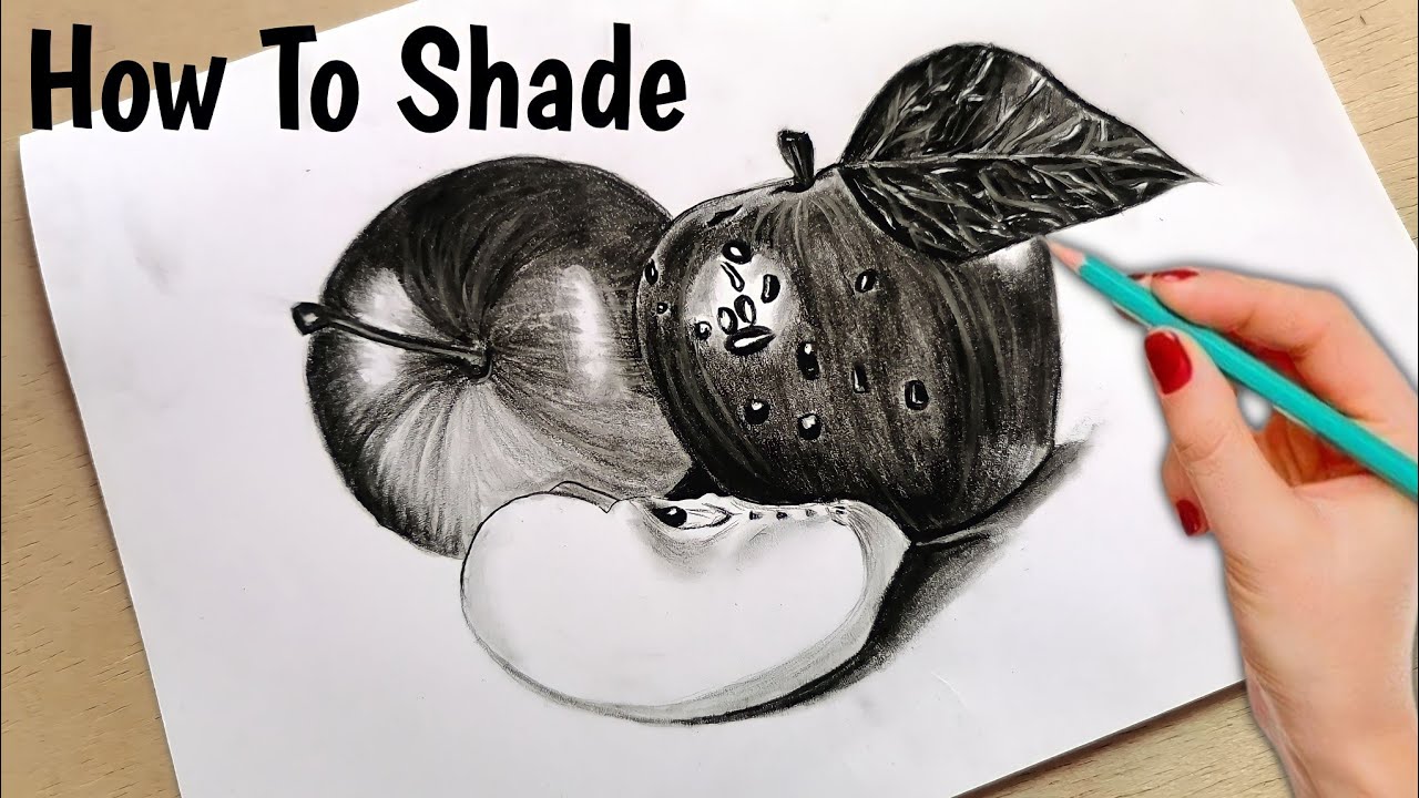 How to draw an Apple drawing || Realistic apple drawing || Apple ...