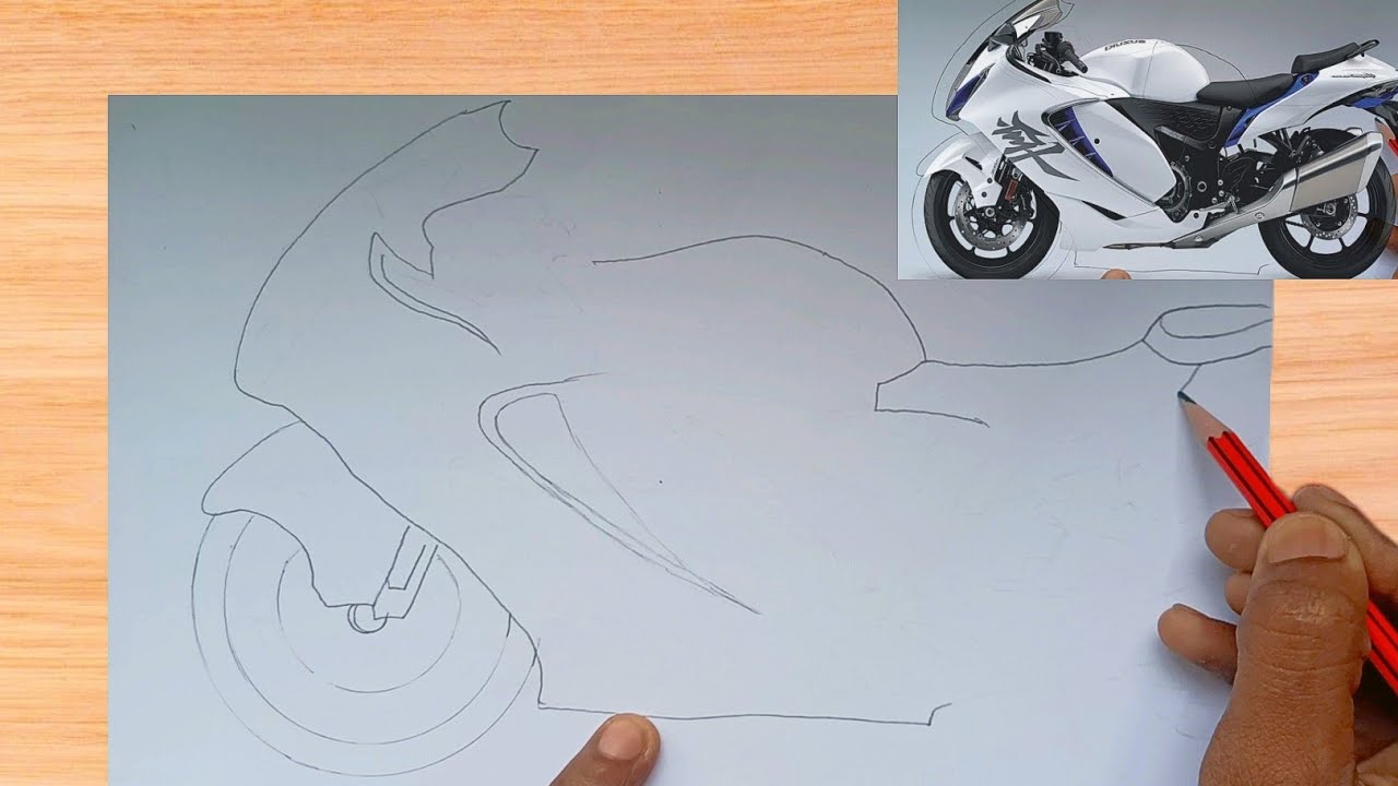 🔥 Suzuki Hayabusa Bike Drawing 🔥 || Easy Bike drawing Video || How To ...