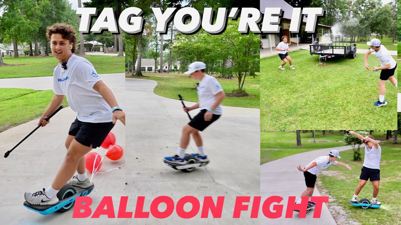 Real Life Balloon Battle on One Wheel! - YouTube