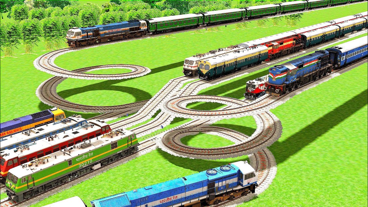 10 Train Ricky Line Crossing With WAP-7 And WDG4 SOLO ENGINE 🚂 High ...