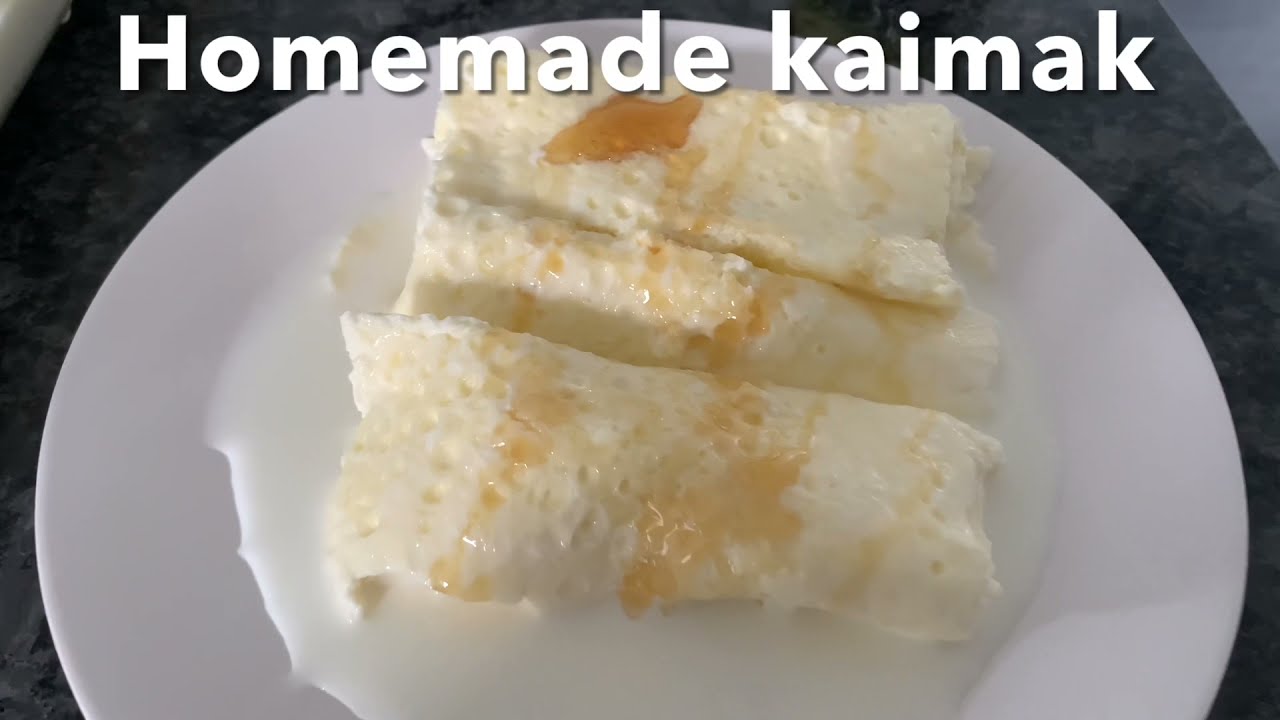 Fresh homemade kaimak - YouTube