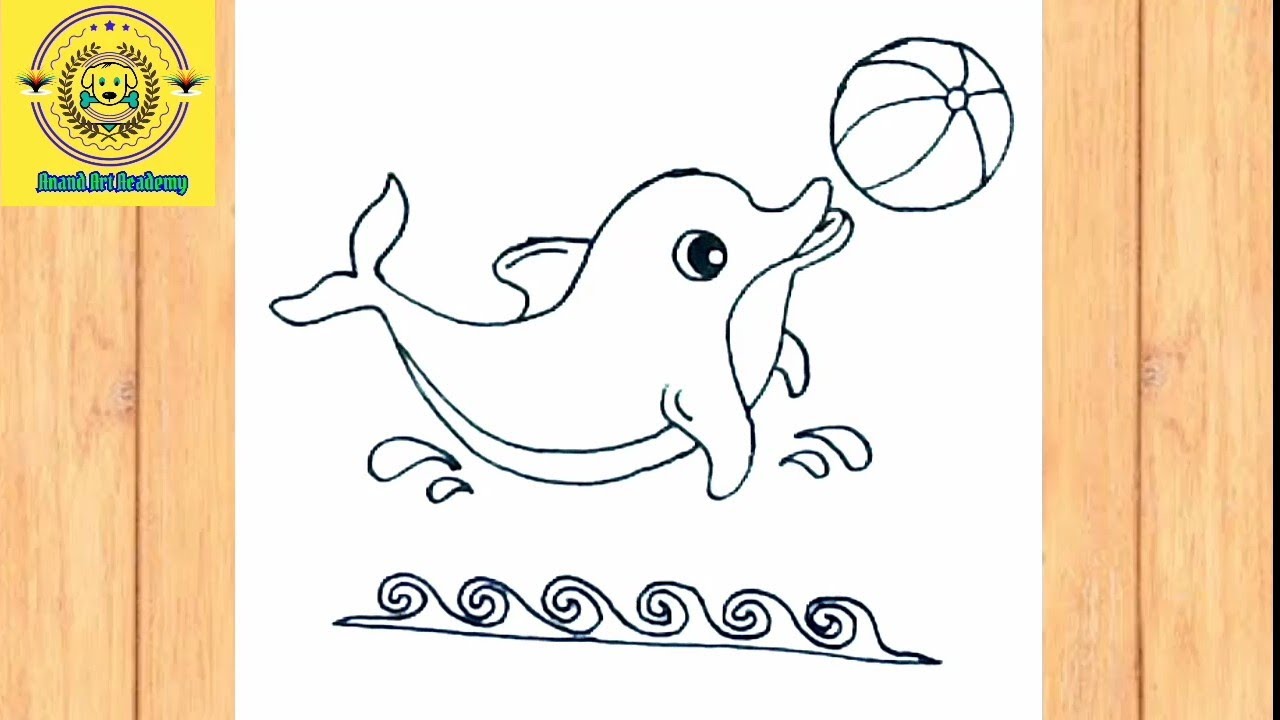 dolphin playing ball easy drawing // how to draw a dolphin easy - YouTube