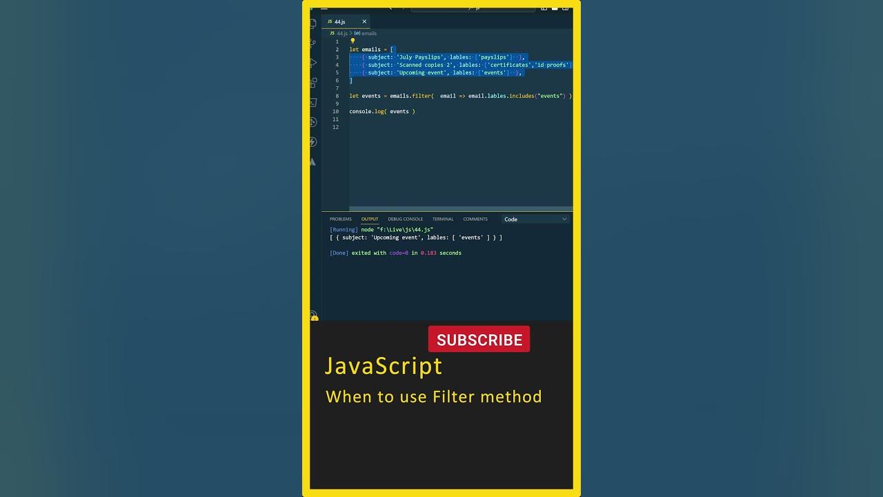 Javascript Tutorial When To Use Filter Method Array Filter Javascript In Telugu Learn