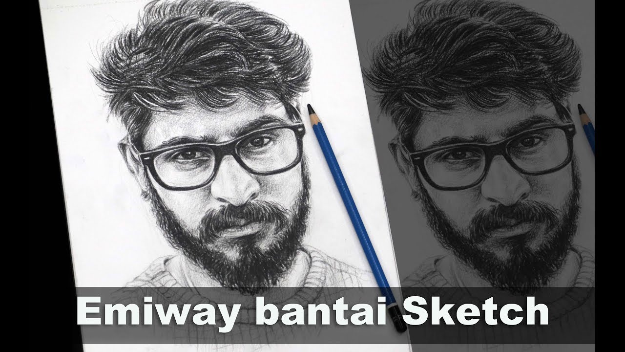 Emiway bantai Sketch | Boht Hard | Drawing Tutorial Part - 1 - YouTube