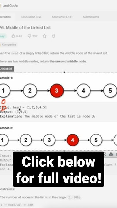 Leetcode 876 Middle of a Linked List #shorts #linkedlist #leetcode #software #programming - YouTube