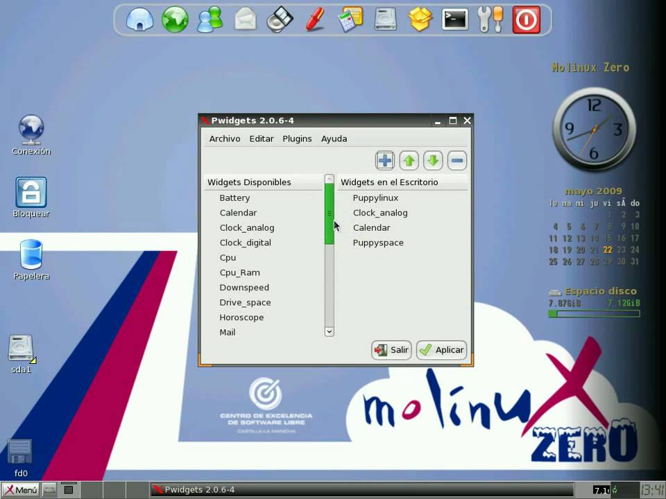 Molinux Zero - Añadir Pwidgets al escritorio - YouTube