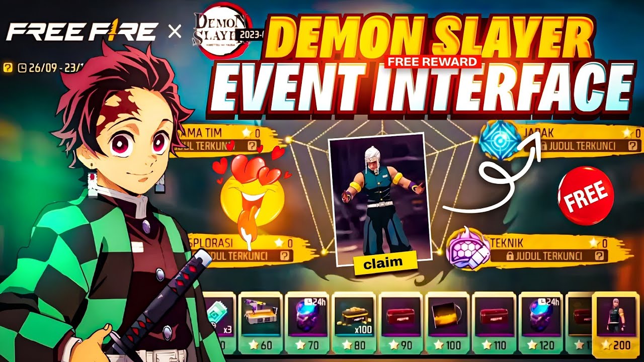 DEMON SLAYER EVENT INTERFACE 😍 | FREE FIRE X DEMON SLAYER EVENT REWARDS ...
