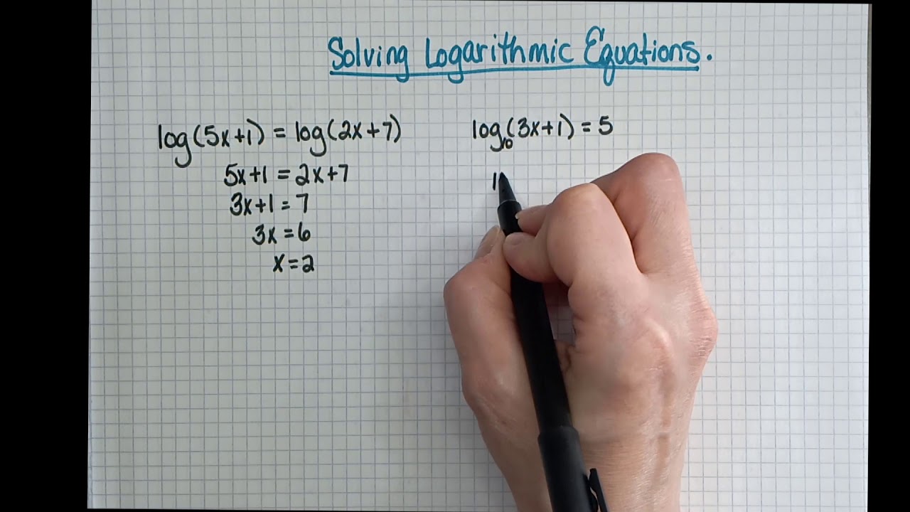 Solving Logarithmic Equations - YouTube