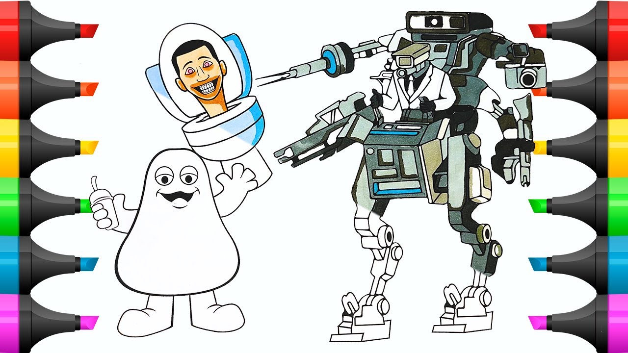 ROBOT CAMERAMAN and Grimace Shake New Coloring Pages How to Color ...