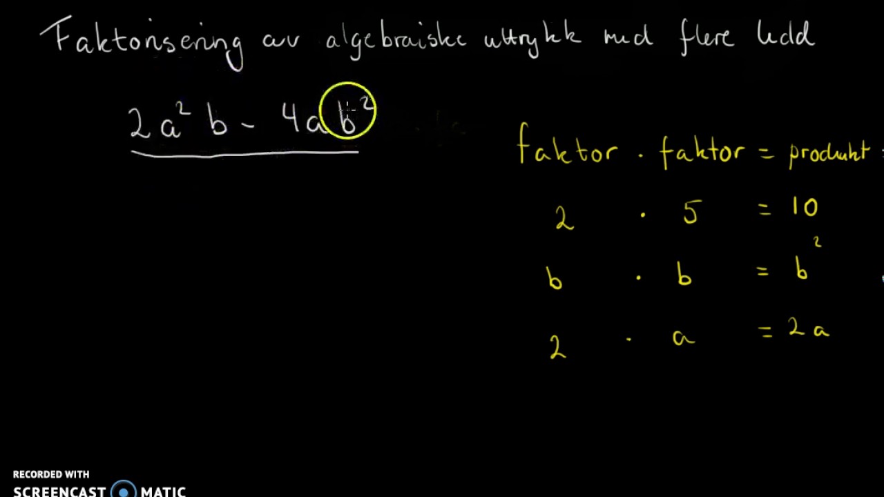 faktorisering av algebraiske uttrykk med flere ledd - YouTube