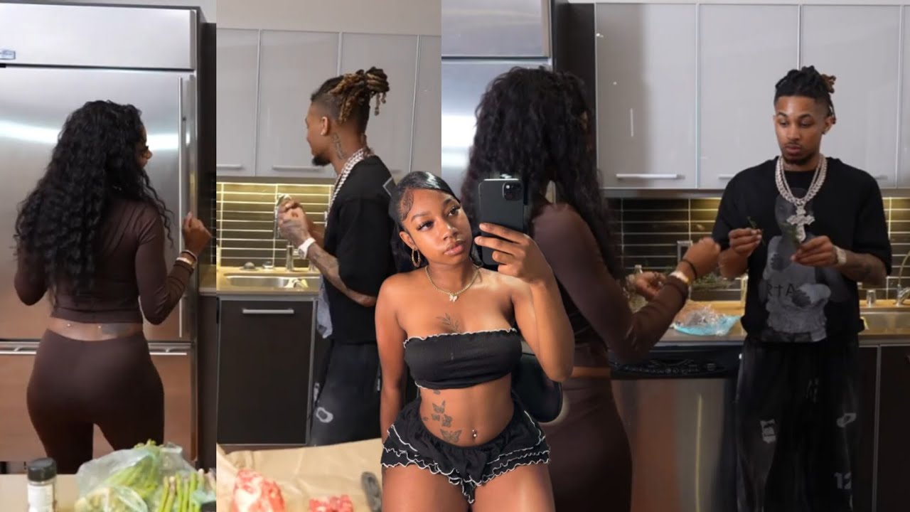 DDG and Kya Renee cooking together in the kitchen and shaking it....is she flirting with him ...