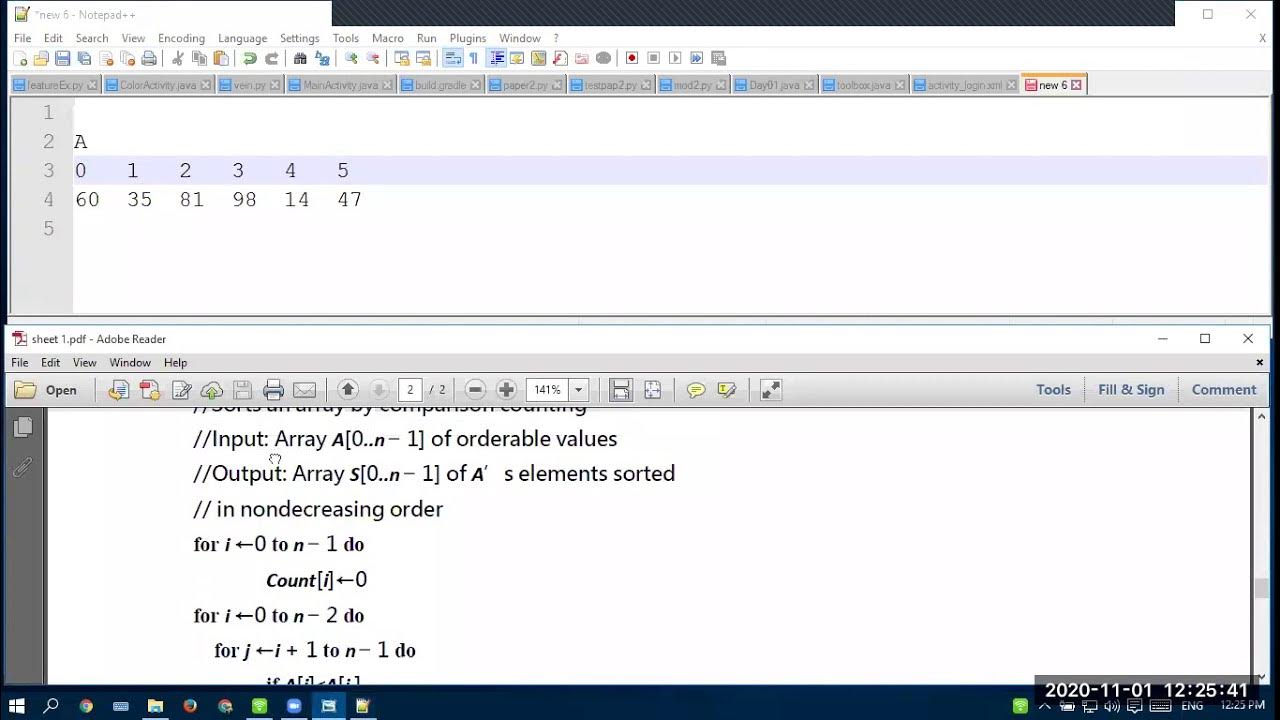 Algorithms - sheet 1 part 1 - YouTube