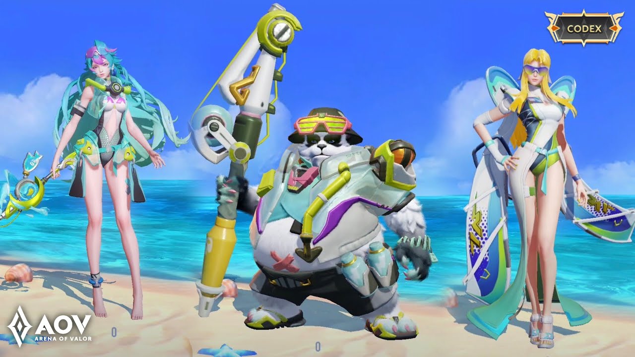 AOV New Skin Codex Summer Bash Ilumia, Sinestrea, Zuka | Valor Pass 2024 - Arena of Valor - YouTube