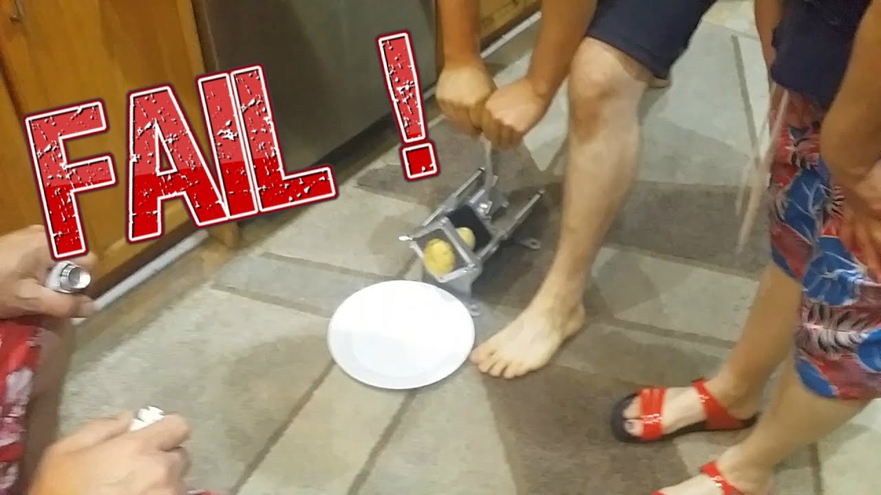 Funny French Fry Cutter Fail (With Brute Force) - YouTube