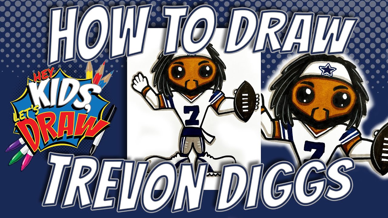 How to Draw Trevon Diggs for Kids - Dallas Cowboys Football - YouTube