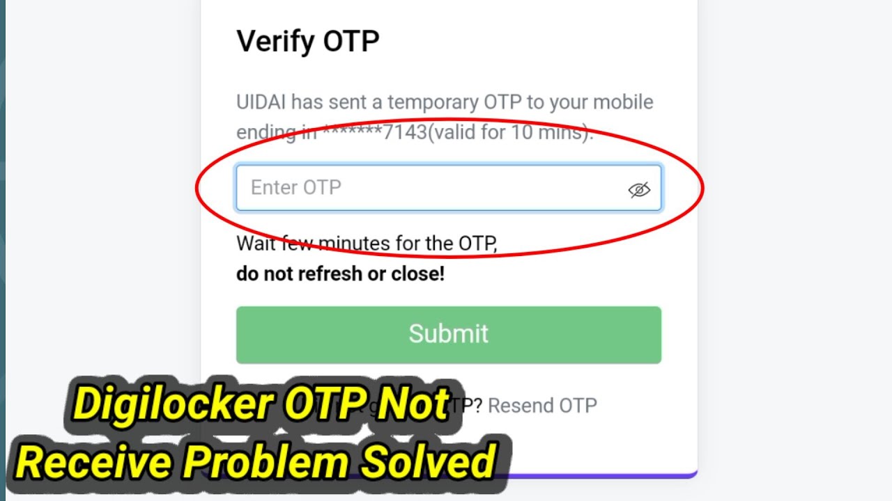 How To Fix Digilocker Otp Not Recive Problem Solved Fix Digilocker Verify Otp Not Receiving 0771