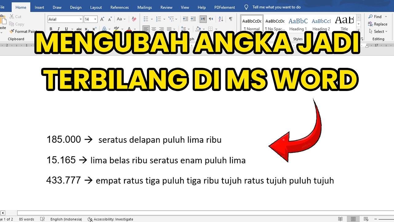 CARA MENGUBAH ANGKA MENJADI TERBILANG DI MS WORD - YouTube