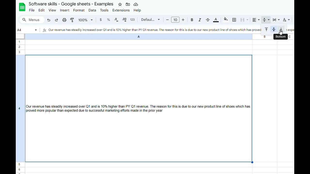 How to vertically align text on google sheets? - YouTube