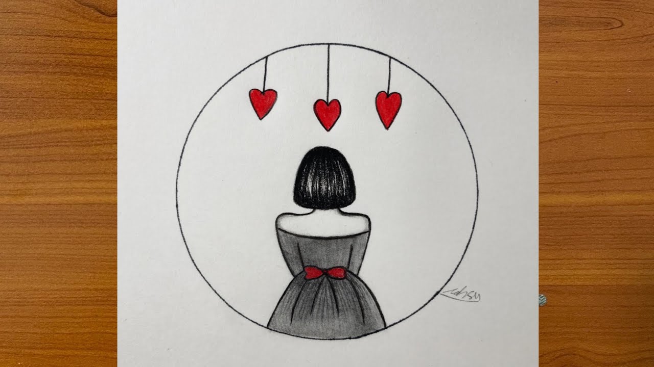 Very Easy Girl Drawing | Girl Drawing StepBy Step | Circle Drawing ...