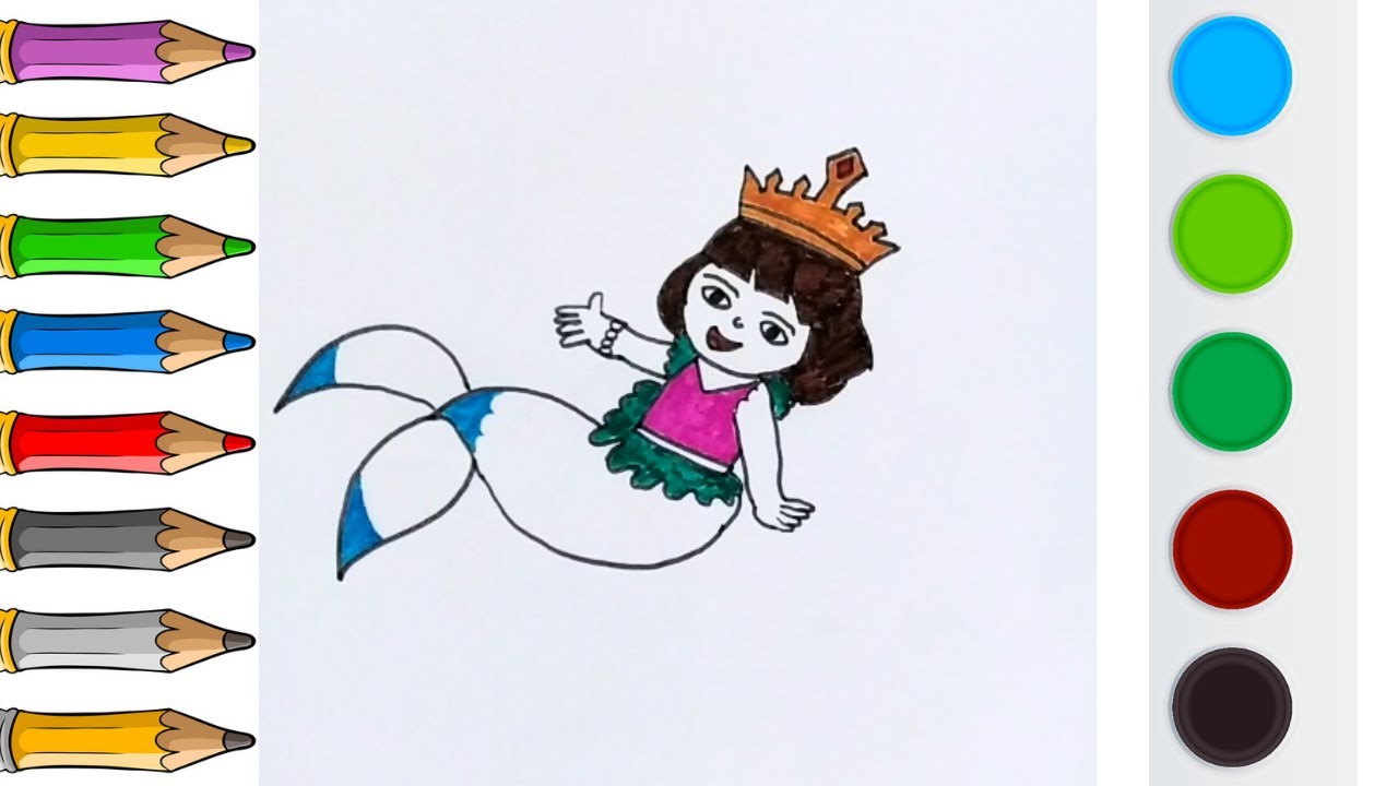 Easy dora drawing|Dora drawing for kids|Cartoon Girl Drawing stepbystep ...