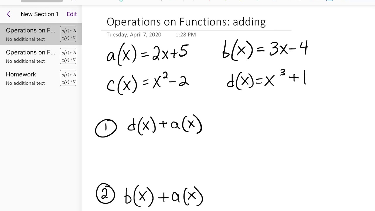 Operations On Functions: Adding And Subtracting - Youtube