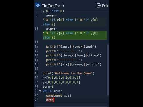 Tic Tac Toe game using Python #python_projects #python #pythonprogramming #python3 - YouTube