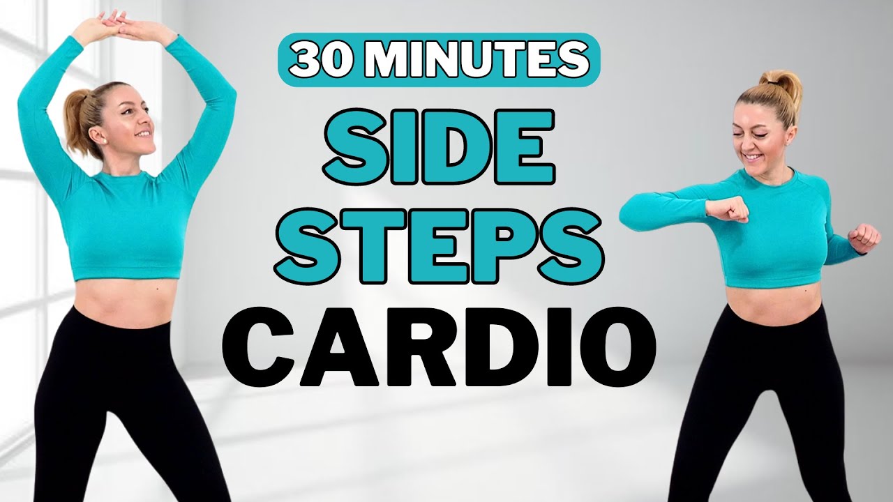 🔥30 Min TABATA CARDIO🔥SIDE STEPS CARDIO for WEIGHT LOSS🔥KNEE FRIENDLY🔥 ...