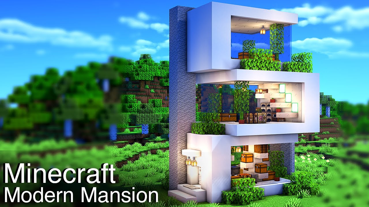 Minecraft Building Tutorial: Unique Modern Mansion - Minecraft Tutorial ...