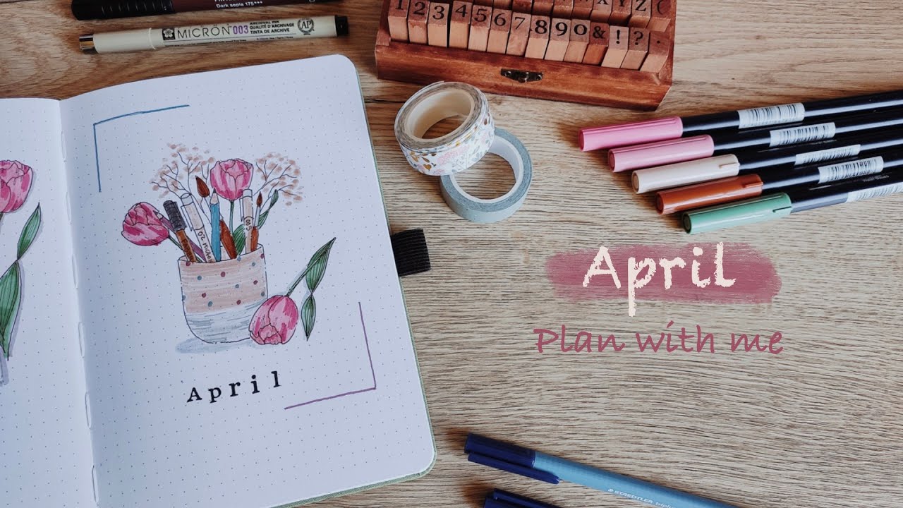 🌷 Plan with me | April ~ Bullet journal 🖍 - YouTube
