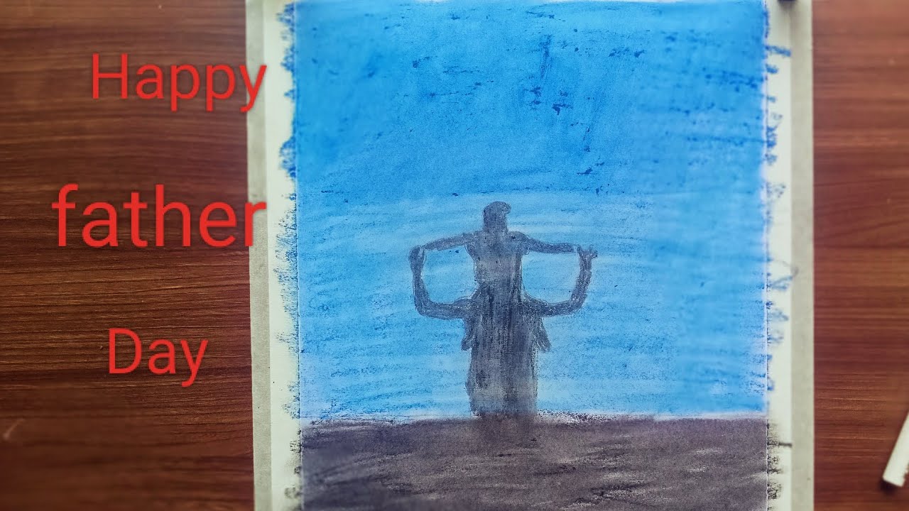 How to draw father's day celebration drawing with oil Pastels & Happy ...