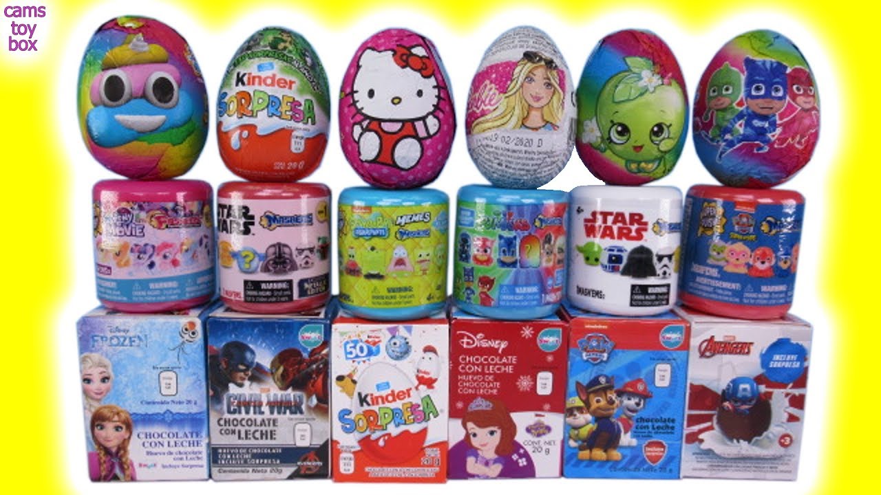 Chocolate Eggs Mashems Fashems Surprise Spongebob Kinder PJ Masks Paw ...