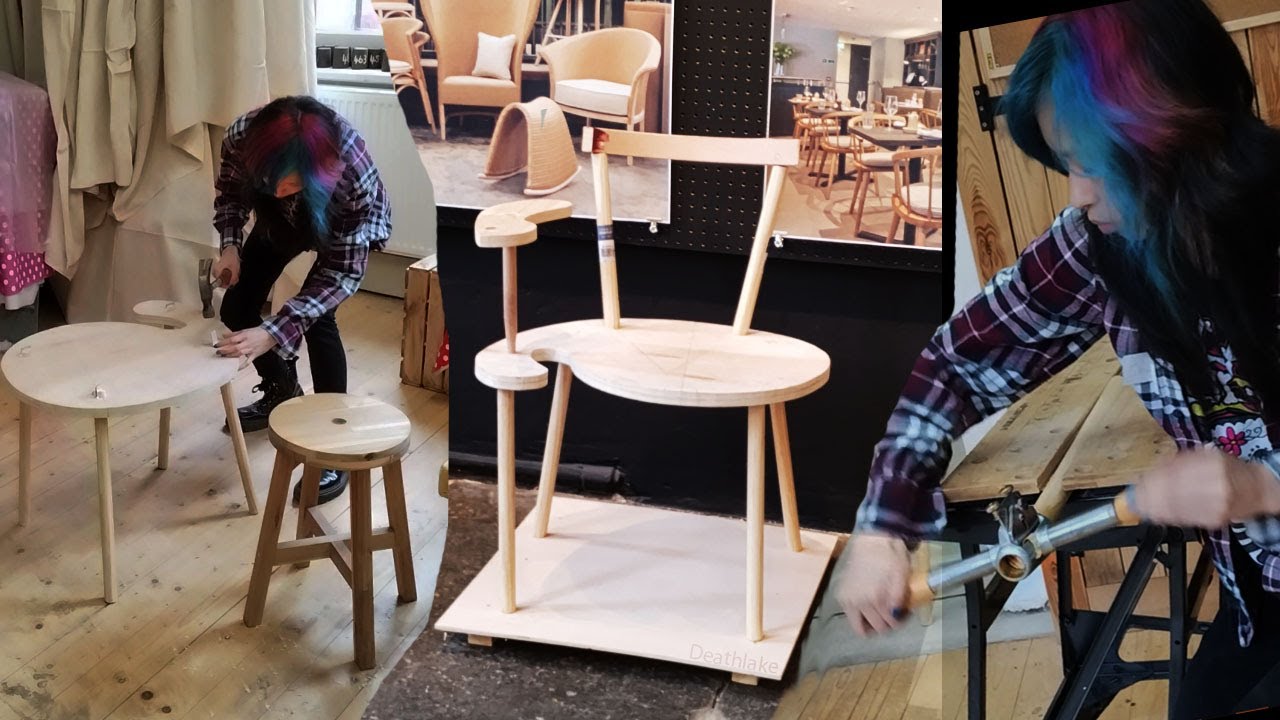 Wood craft making a chair in a day : ASMR : BODGING : art - YouTube