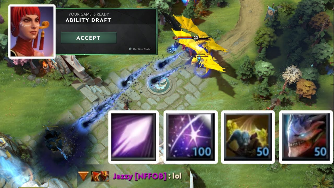 Dota 2 Ability Draft | Psi Blades , Refraction , Doppleganger , Dragonform | Lina - YouTube