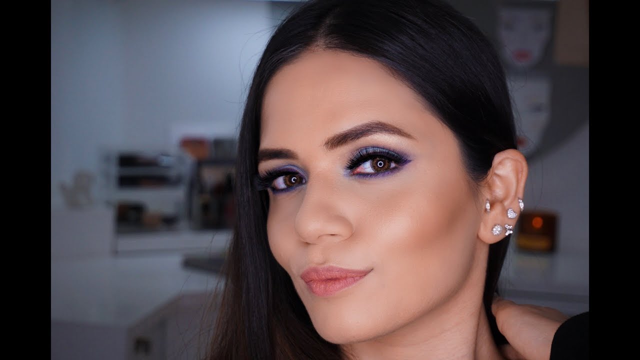 Blue Purple Smokey Eye | Heena Somani - YouTube