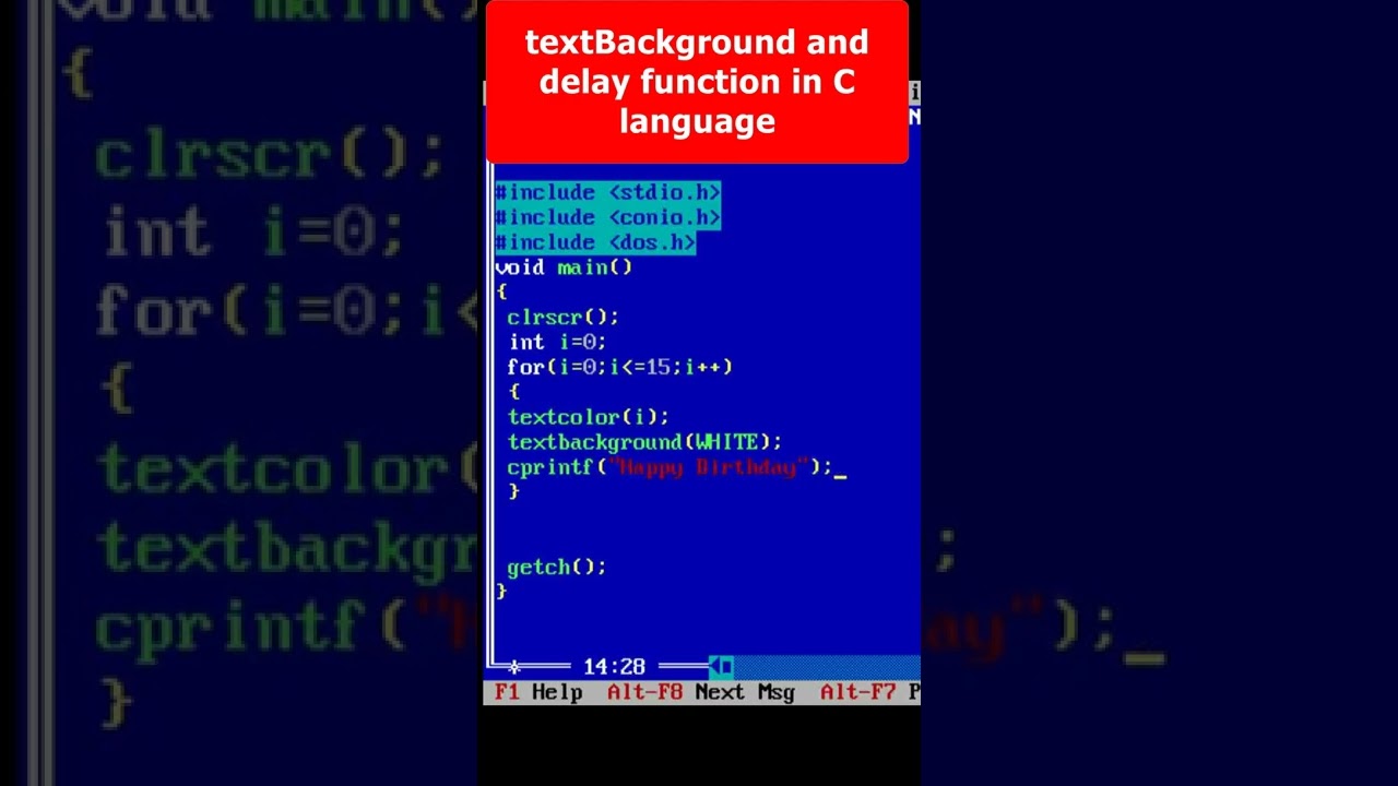 Change Output Text Background Color With Delay Function In C Part 34