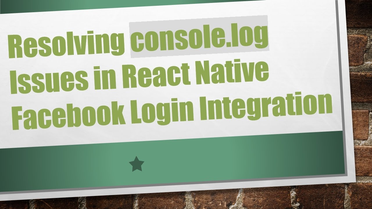 Resolving console.log Issues in React Native Facebook Login Integration - YouTube