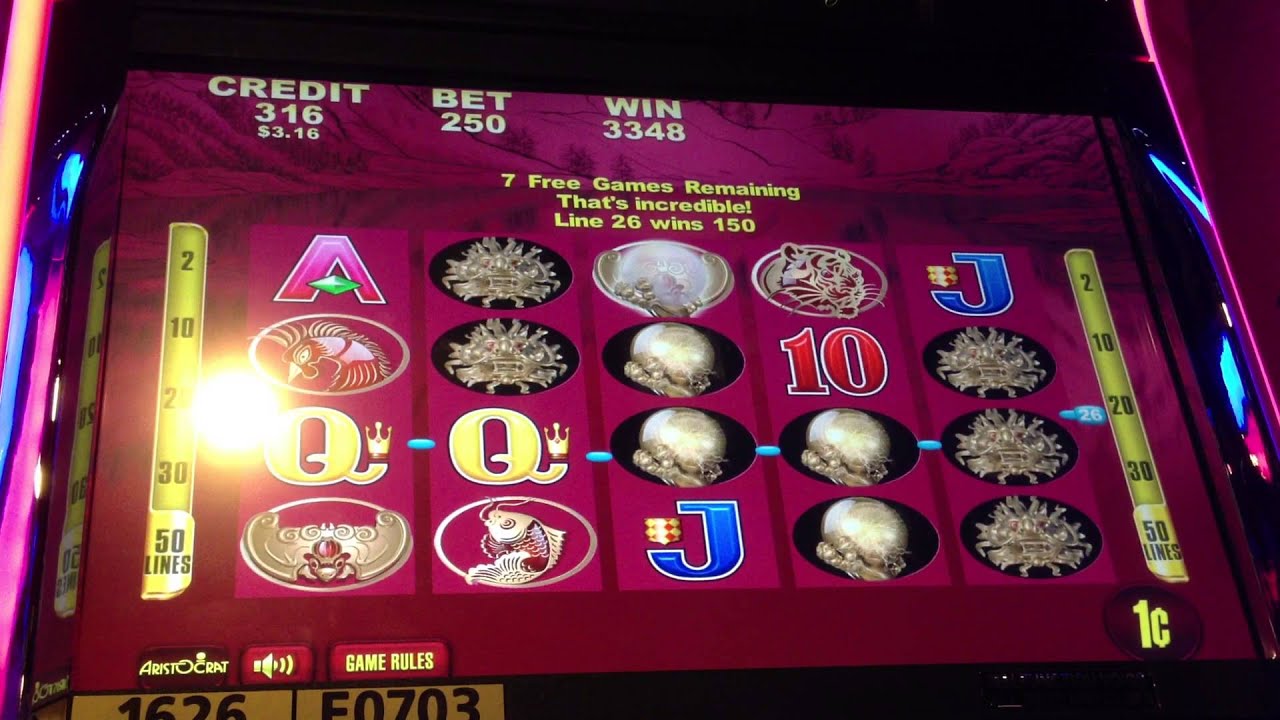 Aristocrat slot machine-50 Dragons-Bonus w/re-trigger $2.50 max bet ...