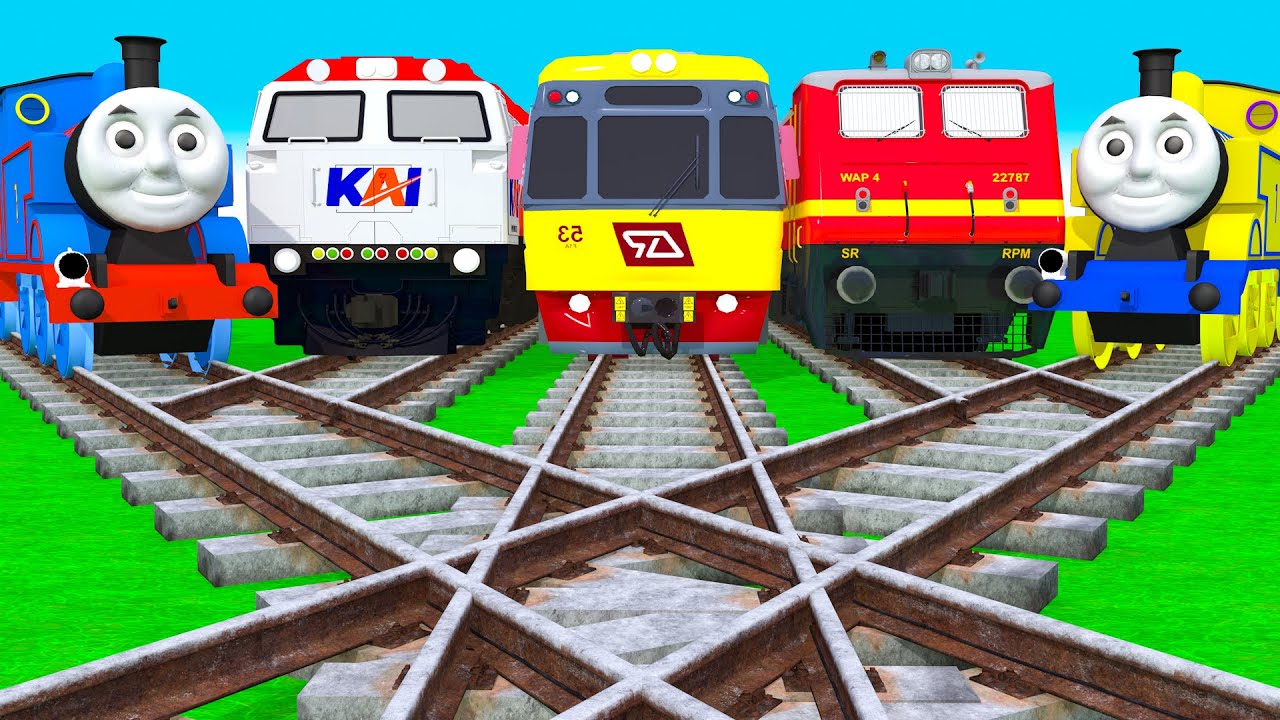 【踏切アニメ】あぶない電車 Vs Thomas the Train and Rails🚦 Fumikiri 3D Railroad ...