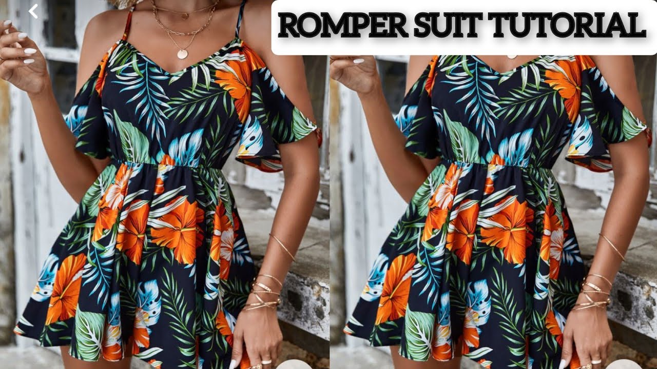 How To Cut and Sew a Romper Suit with Cold Shoulder Sleeve - YouTube