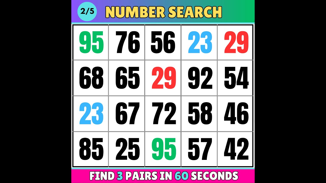 Ultimate Number Search Challenge! 🧠 Can You Find All the Hidden Numbers ...