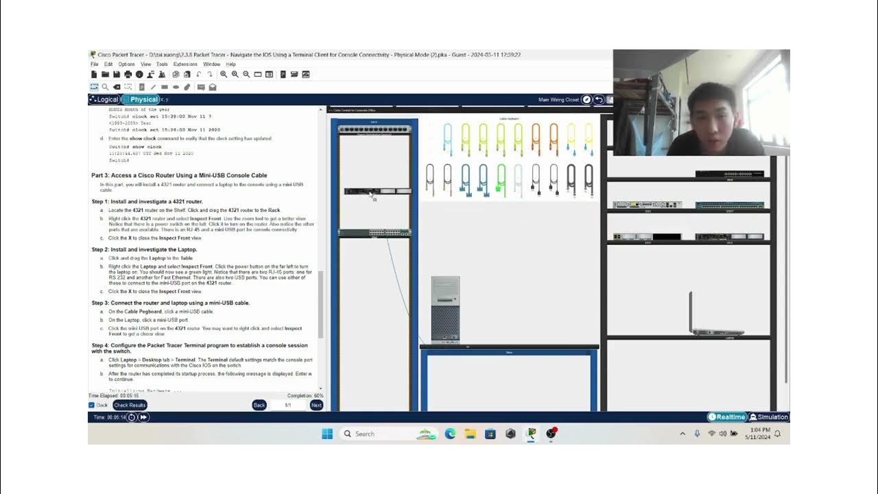 2.3.8 Packet Tracer - Navigate the IOS using a Terminal client for Console connectivity - YouTube