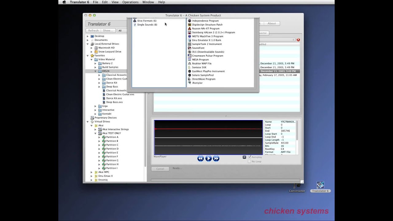 Chicken Systems Translator - Translating TO Proprietary Disk - YouTube