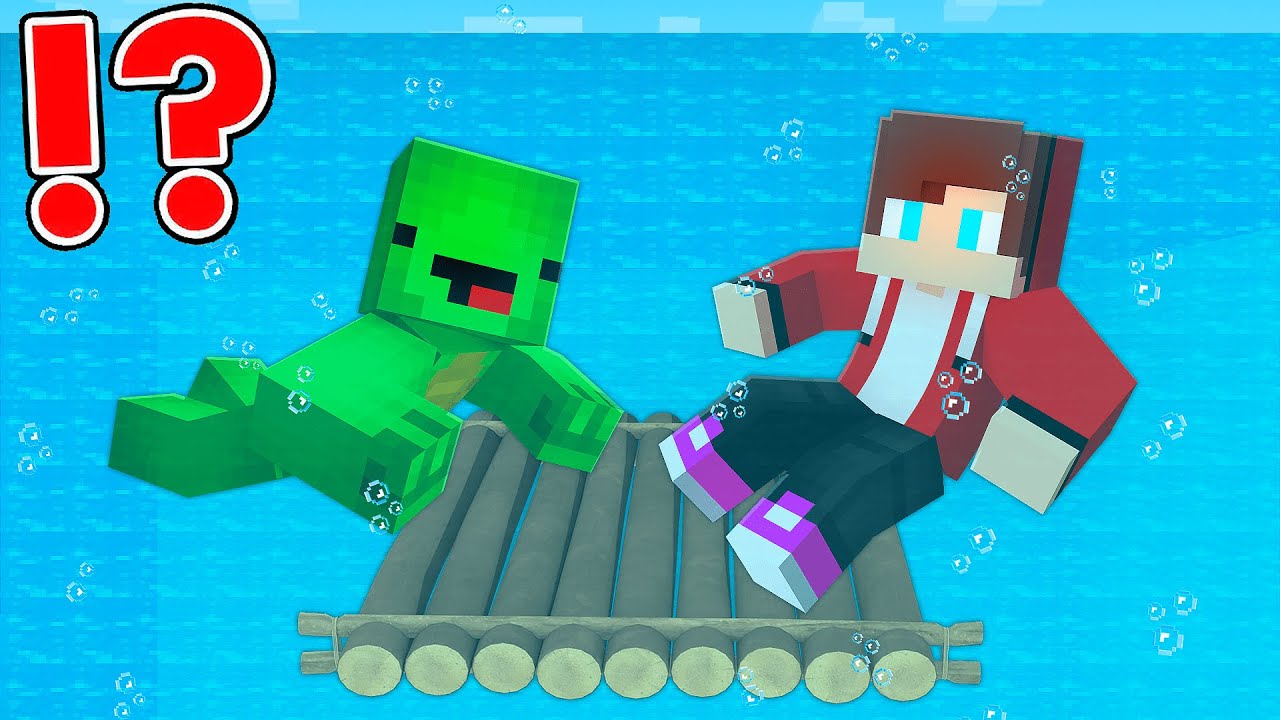 JJ And Mikey Survive On UNDERWATER RAFT In Minecraft - Maizen - YouTube