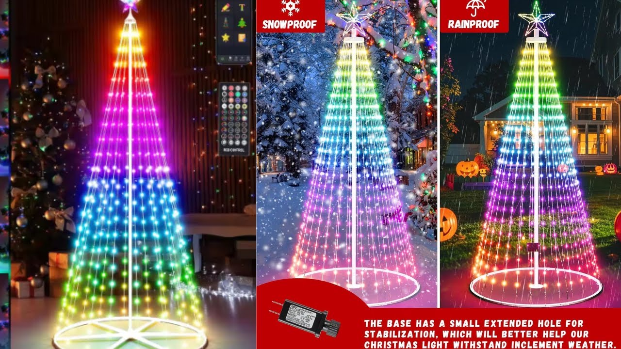 5FT Smart Bluetooth LED Christmas Tree - DIY Colors, Waterproof Outdoor ...