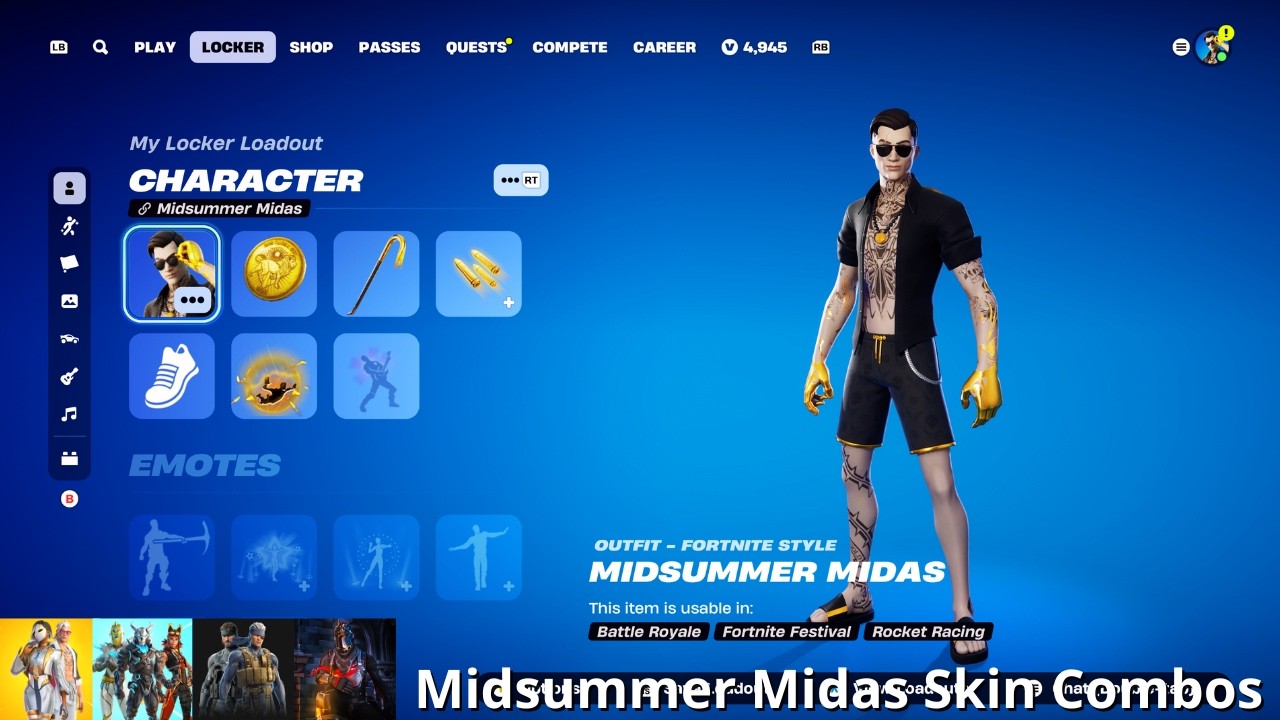 Midsummer Midas Skin Combos (Fortnite Battle Royale) - YouTube